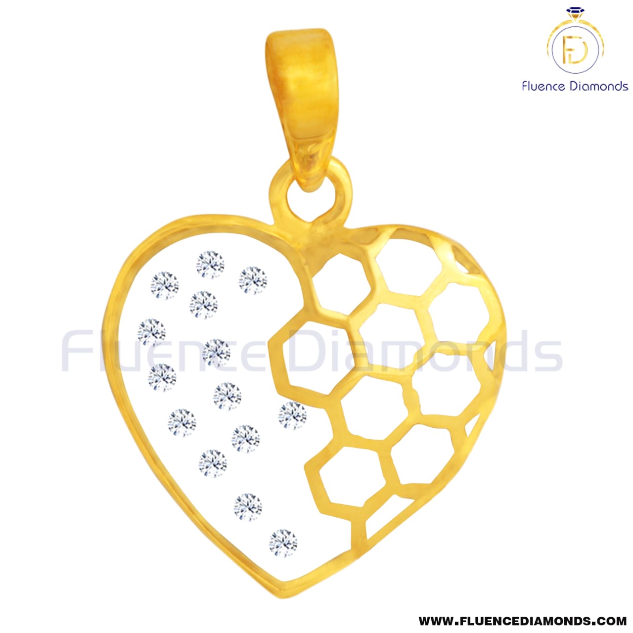 Premier Heart Design Shaped Pendant: Real Gold with Diamond inside ...
